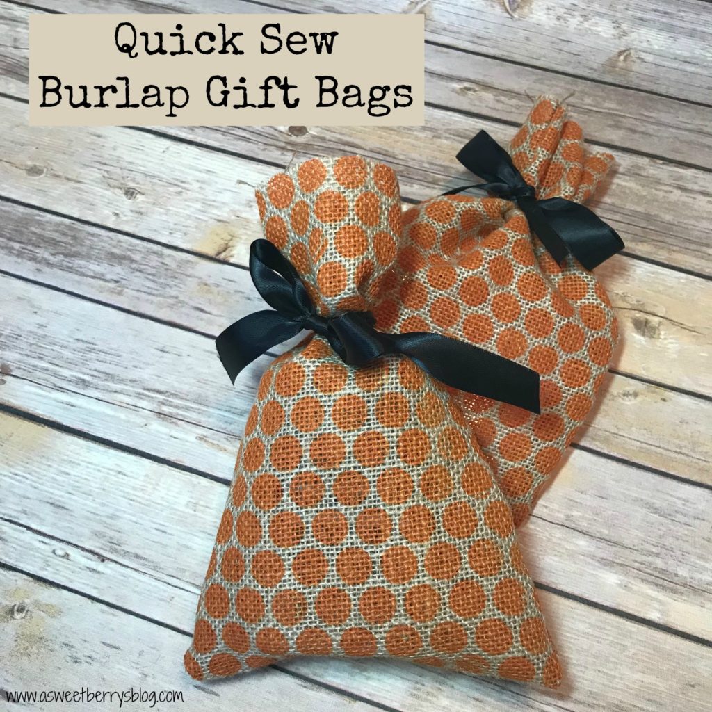 Quick Sew Burlap Gift Bags | A Sweet Berry Designs Blog